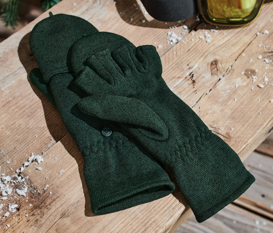 Odklápacie palčiaky z pleteného flísu, zelené Nákup v obchode Tchibo ...